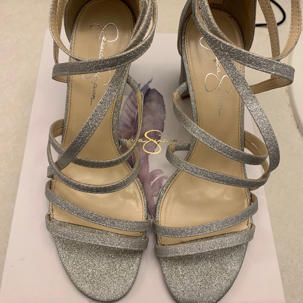 Jessica Simpson Silver Block Heels - Gem